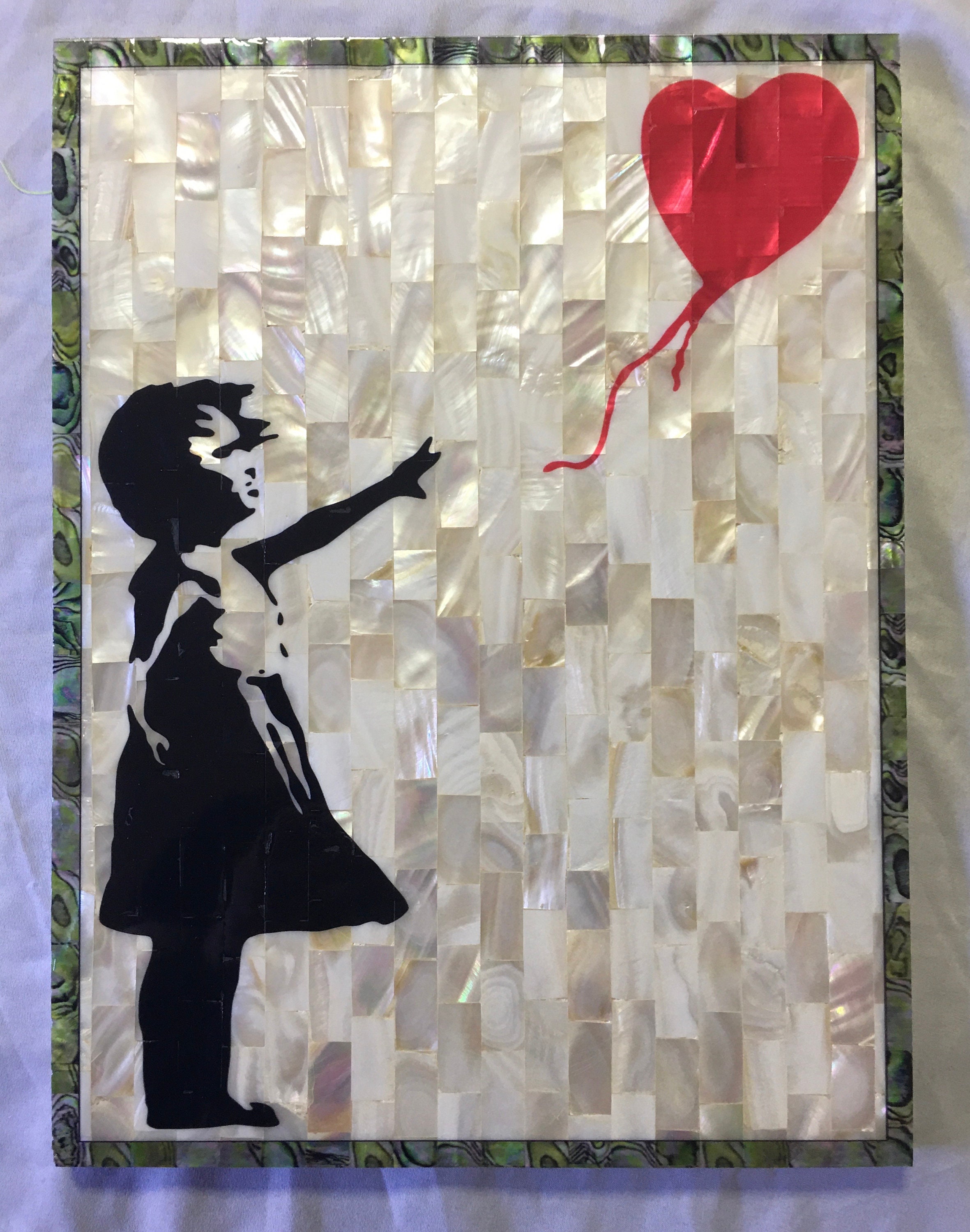 Banksy Mother of Pearl Armored Peace Dove Bordered Frame - Etsy