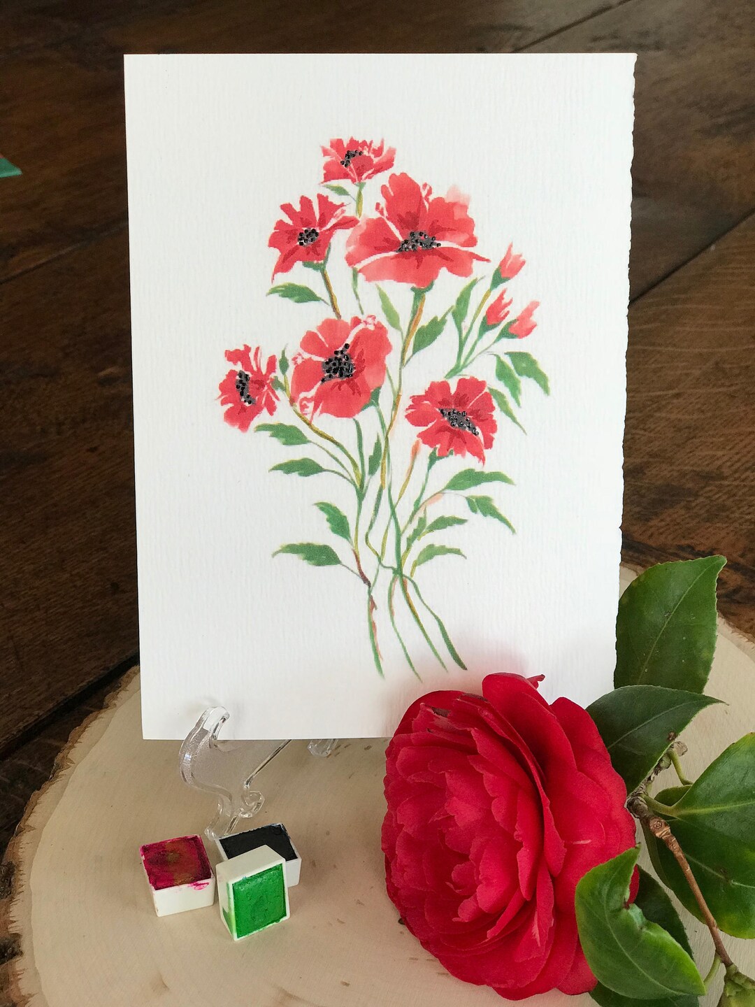 Handmade Watercolor Floral Card - Etsy