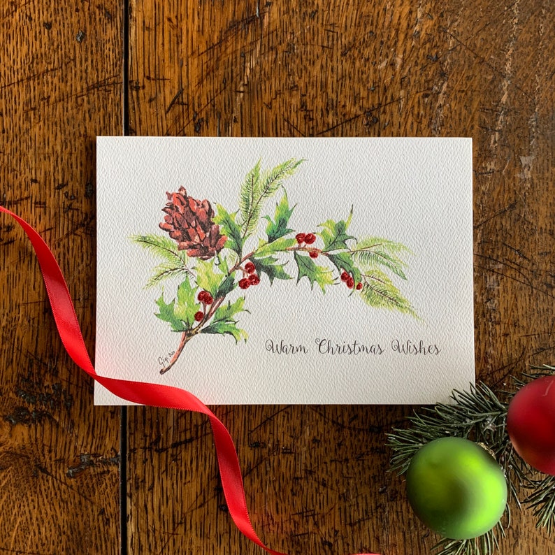 Handmade Watercolor Christmas Card - Etsy