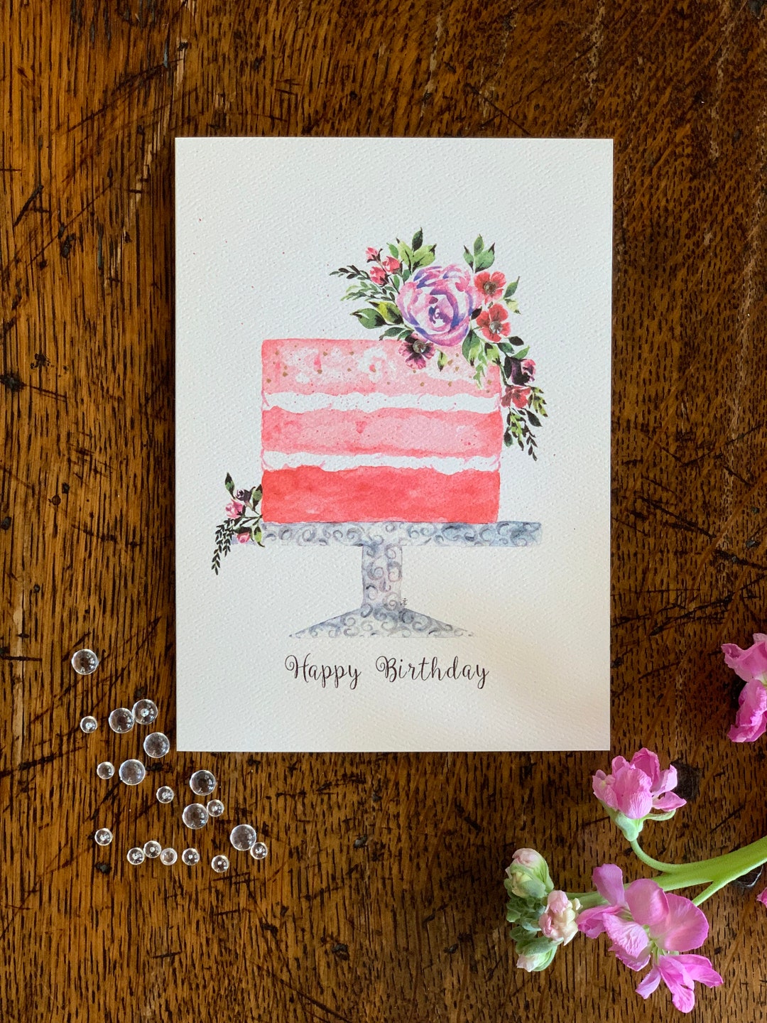 Watercolor Pink Cake - Etsy
