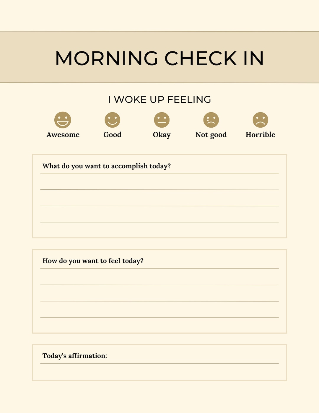 Digital/printable Daily Check in Sheets/ Mental Health / - Etsy
