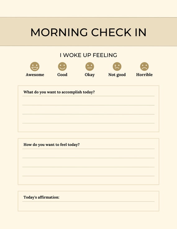 Digital/printable Daily Check in Sheets/ Mental Health / - Etsy