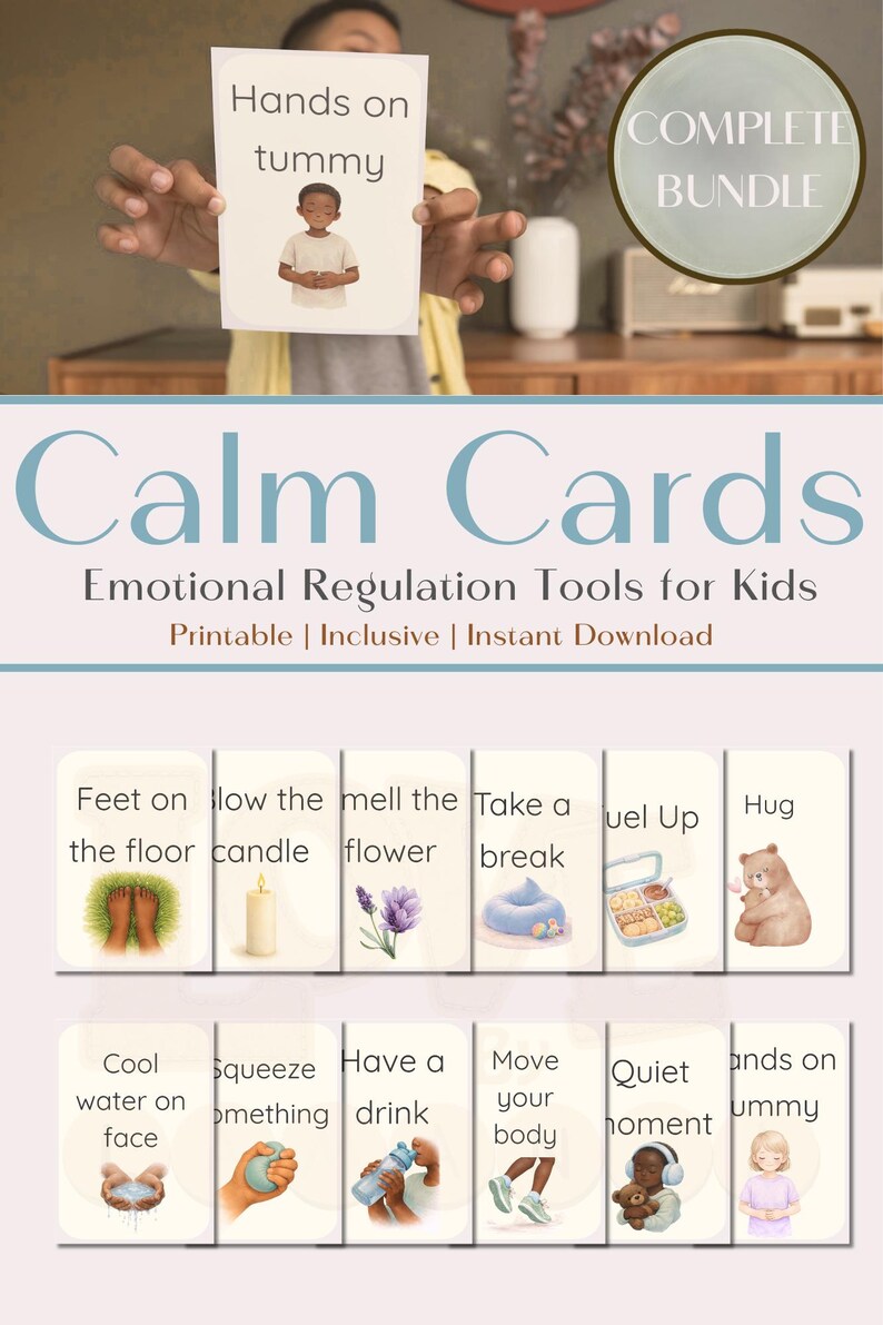 Printable Calm Cards for Kids – Complete Bundle | Emotional Regulation ...