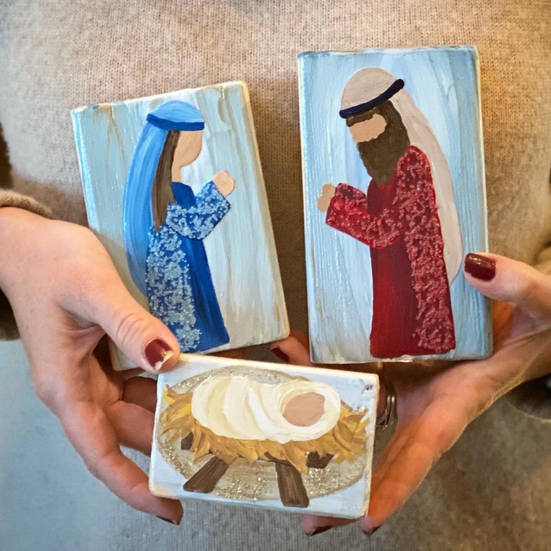 Mini Painted Nativity Set - Etsy