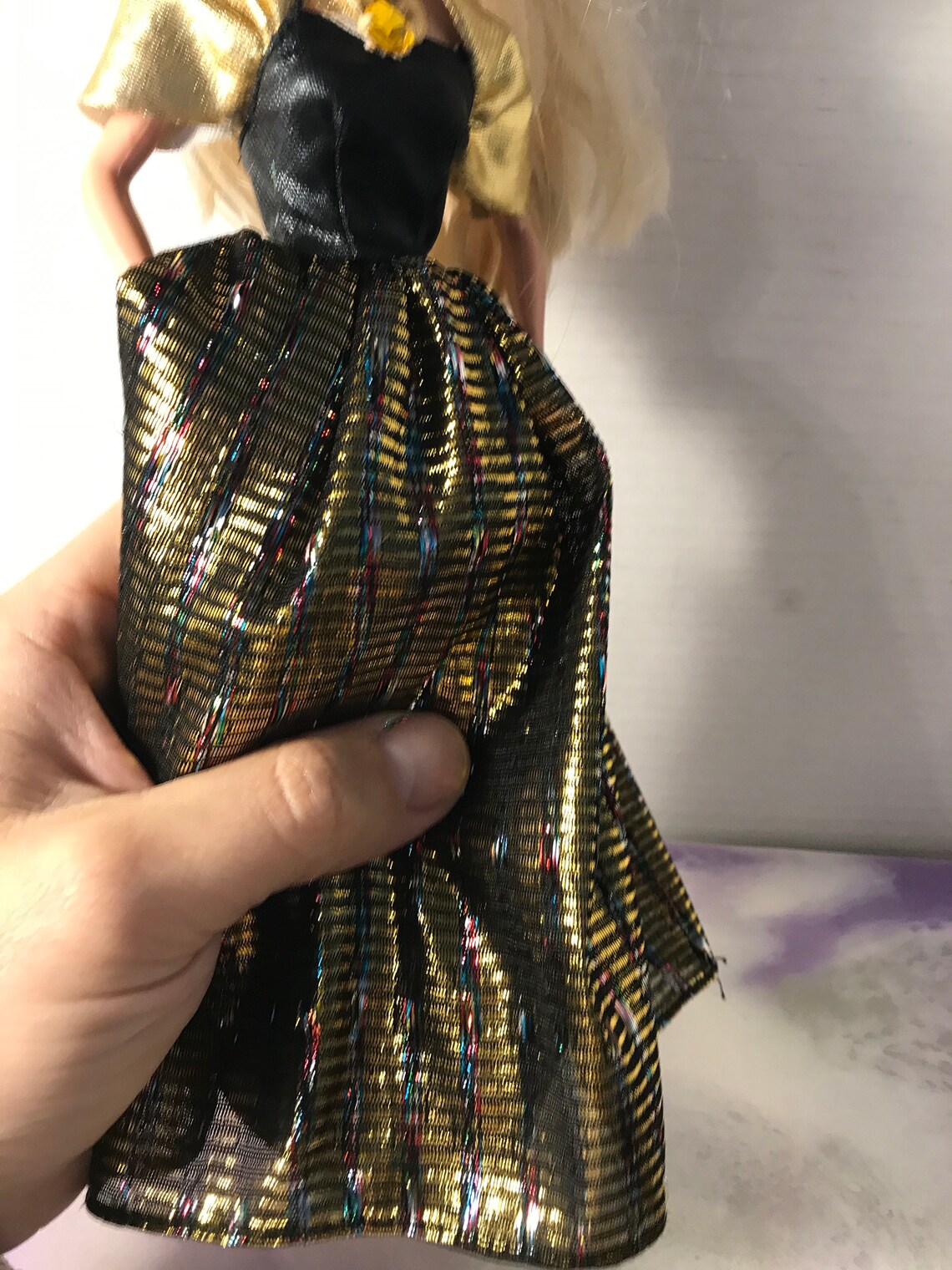 Vintage Barbie Figure Mattel Themed Blonde Barbie Black and Gold Dress ...