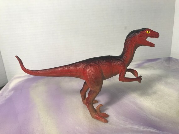 Vintage Black and Red Velociraptor PVC Cake Topper / Figure | Etsy