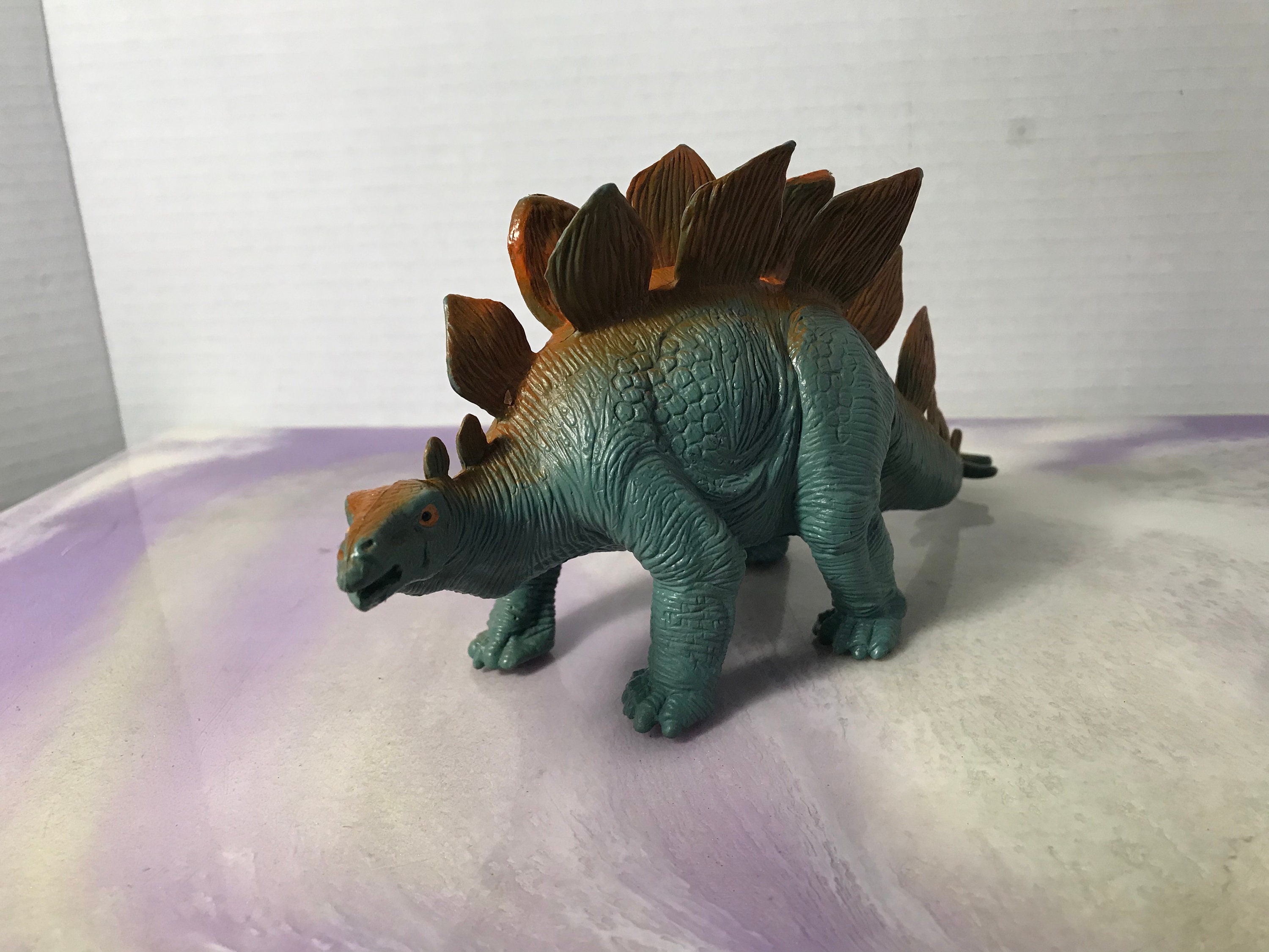 Vintage Dinosaur Toy Rubber Green and Brown Made in China Stegosaurus ...