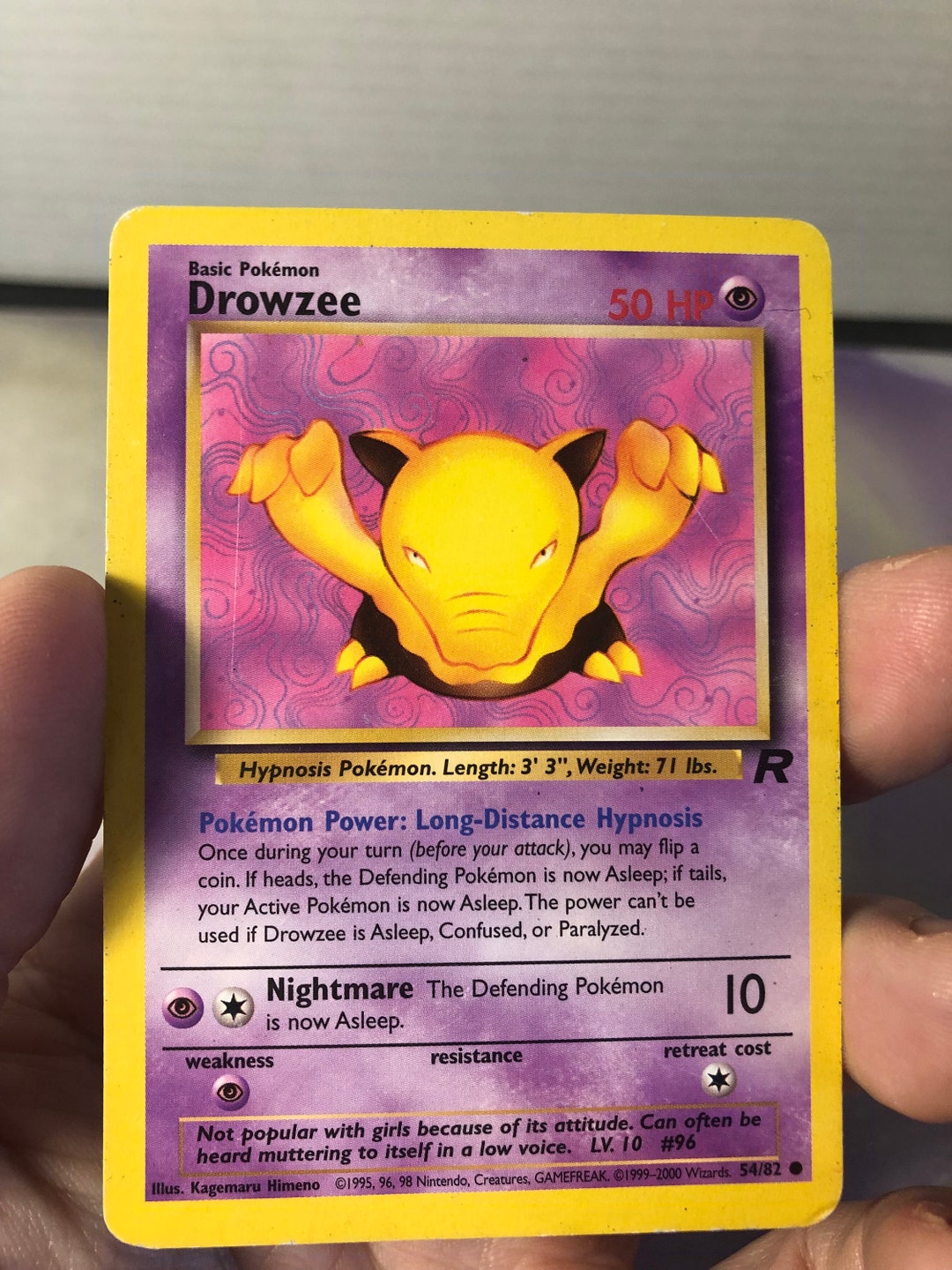 Vintage Pokemon Trading Card Game 1999 Drowsee 54/82 | Team Rocket ...