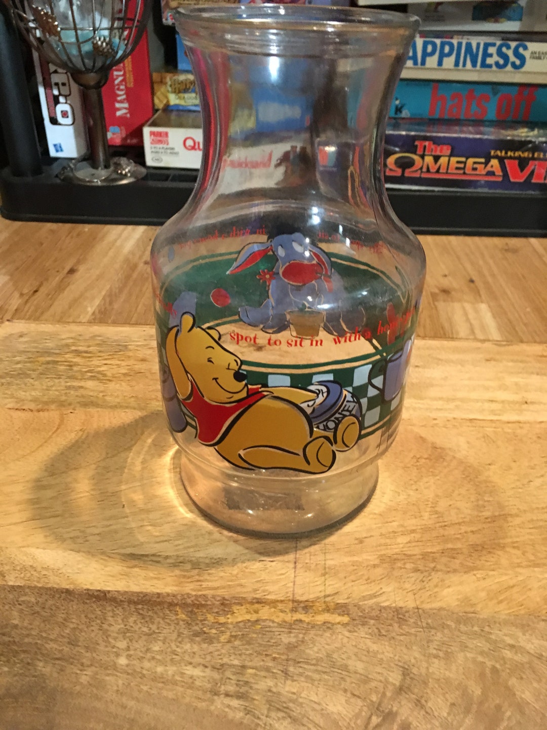 Disney Anchor Hocking Winnie the Pooh Clear Pitcher! "a Garden" Pooh ...
