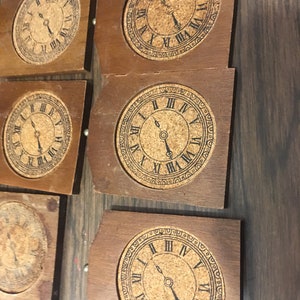 Vintage Wooden Clock Themed Coasters and Holder - Rare Vintage Wooden ...