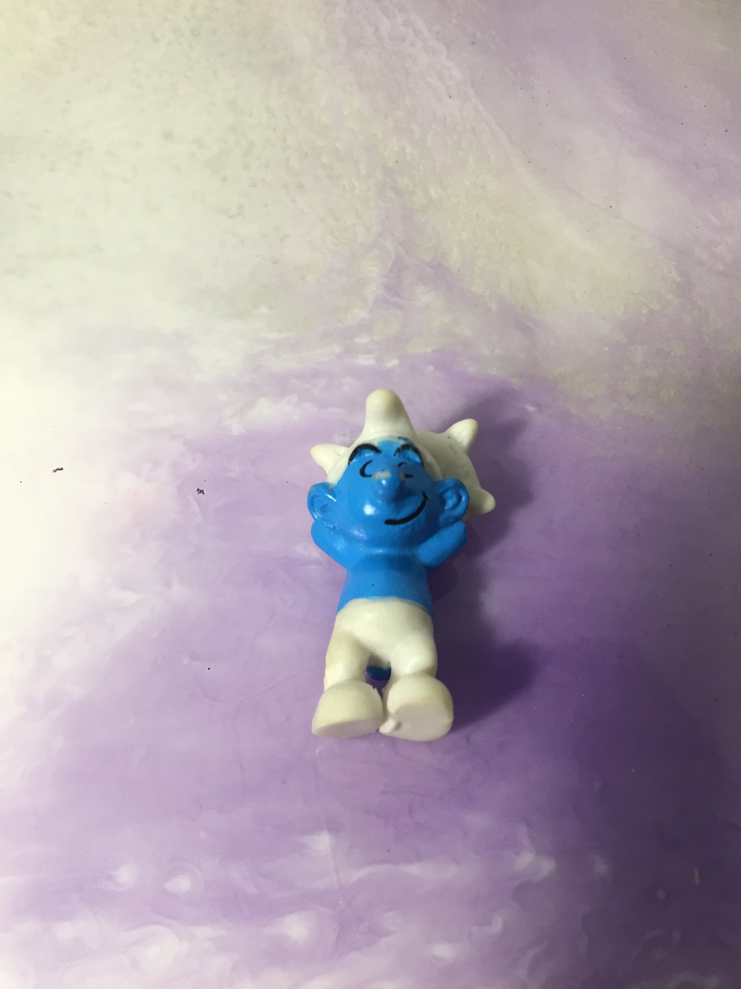 Vintage SMURFS 2" Mini Smurf (smurf Laying on Pillow) Figure PVC Cake ...