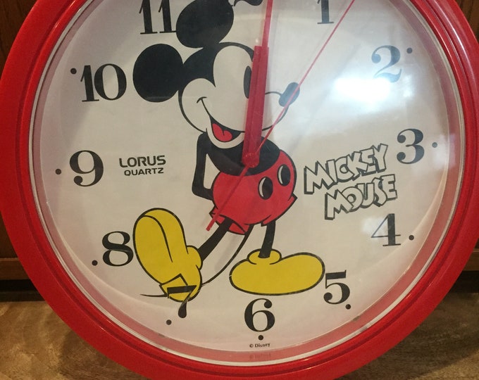Vintage Disney Mickey Mouse Red Clock Display Piece Rare Vintage Old ...