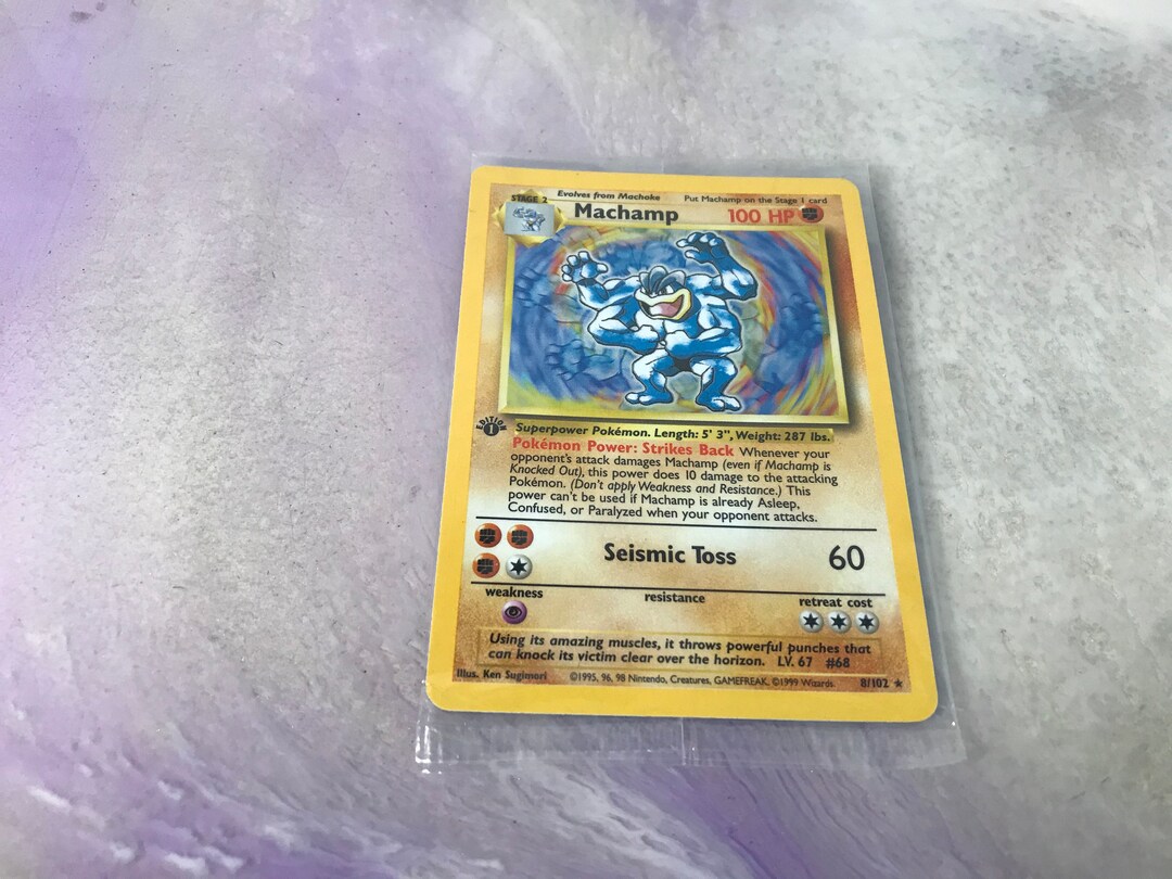 Vintage Original Pokemon Machamp 1ère édition 8/102 Base Set Holo Rare ...