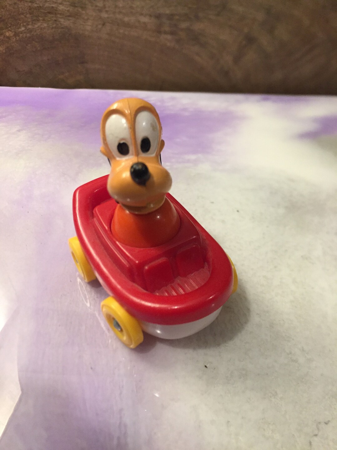 Vintage ILLCO Disney Mickey Mouse Pluto in Red Boat Toy - 1980s Rolling ...