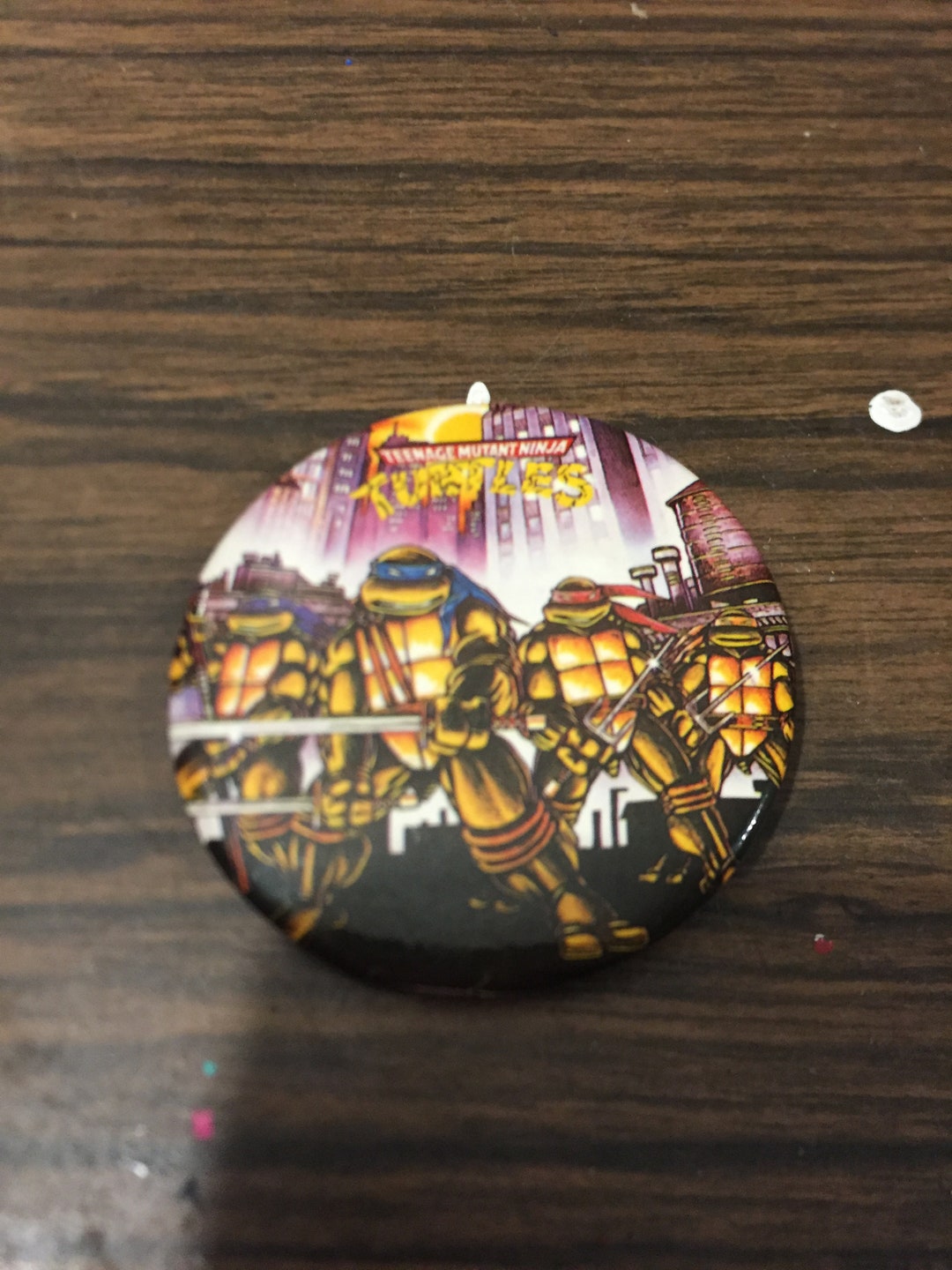 Vintage 1980's TMNT Ninja Turtle Themed Button - Rare 1980's Nostalgia ...