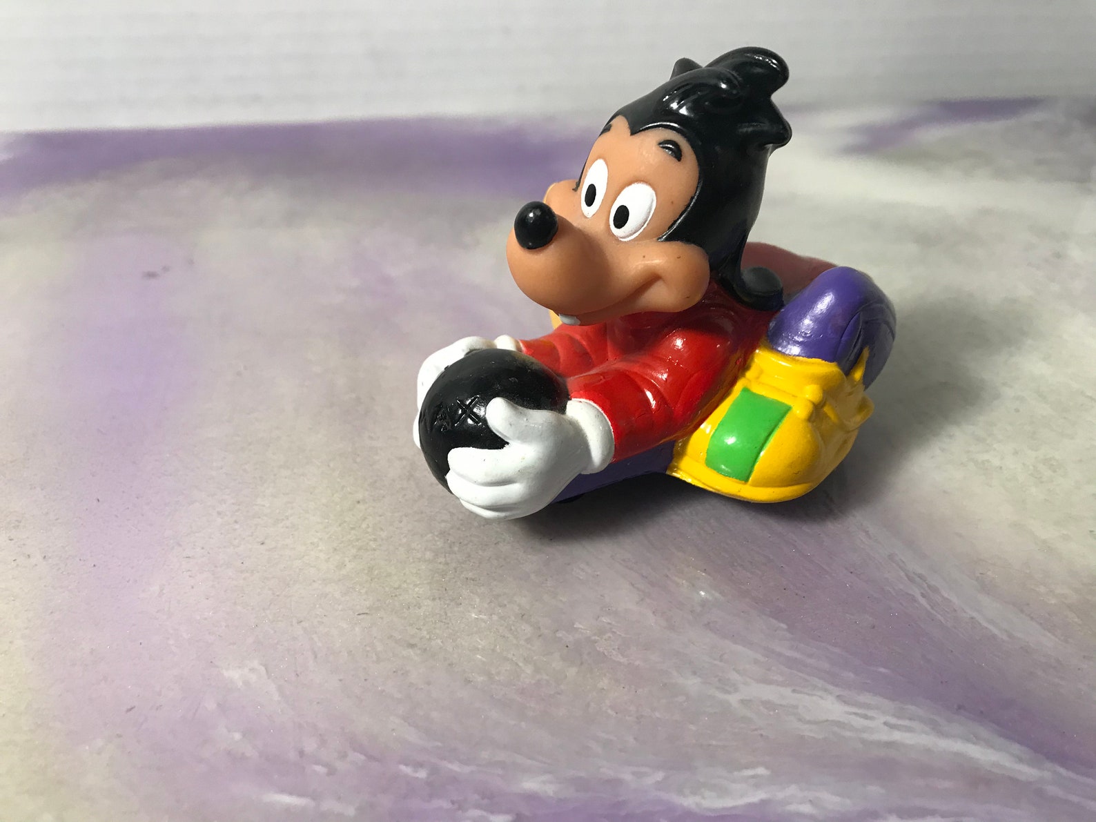 Vintage Disney Goofy Movie MAXIMILLIAN GOOF Holding Bowling Ball Pull ...