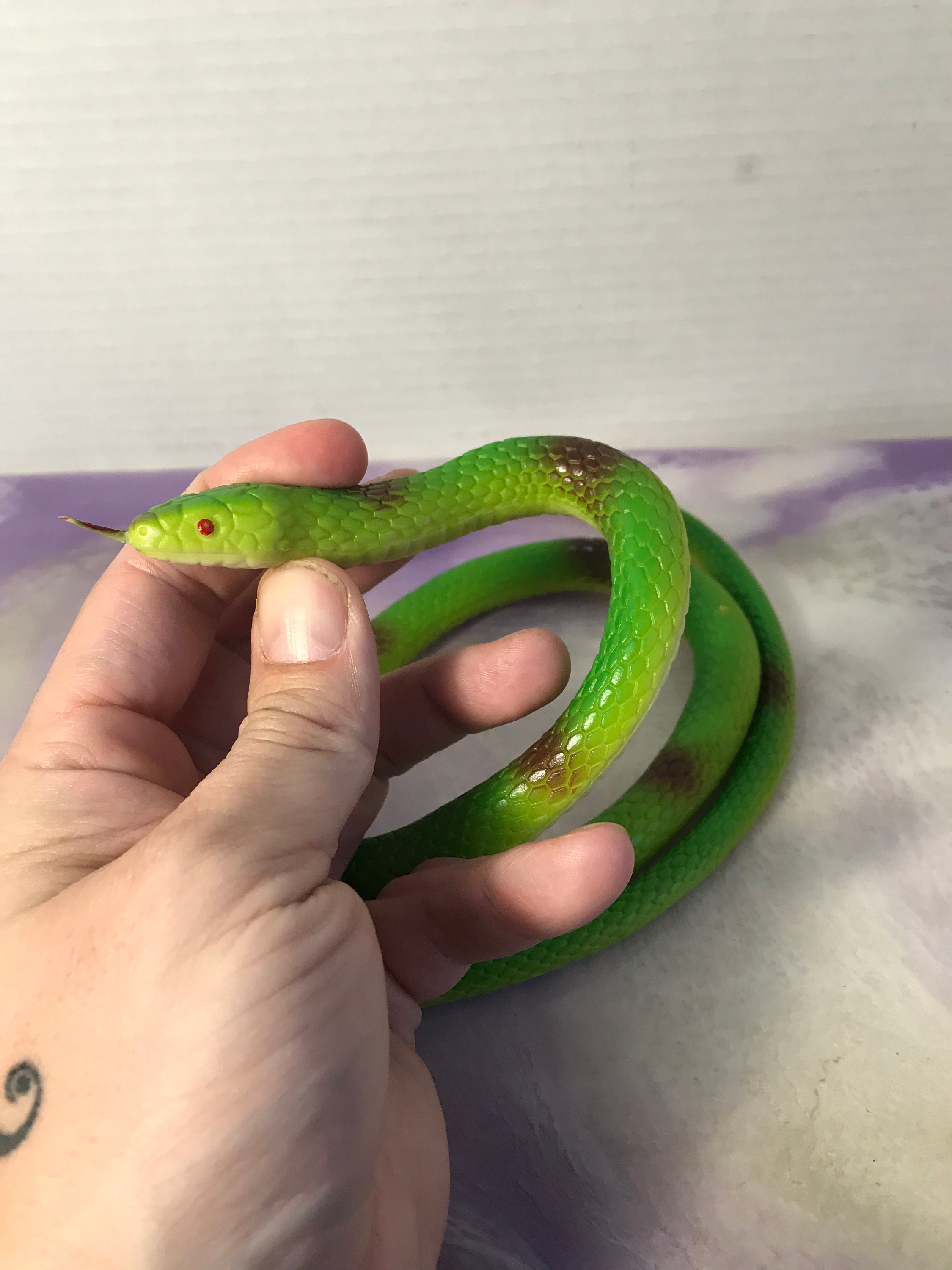 Vintage Made in China Rubber Toy Rubber Yellow / Green Snake Made in ...