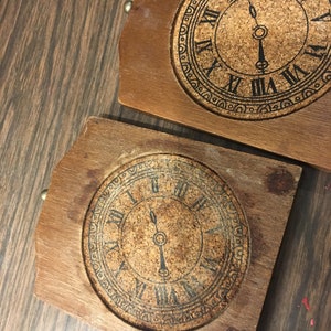 Vintage Wooden Clock Themed Coasters and Holder - Rare Vintage Wooden ...