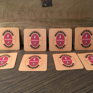 Vintage Whitbread Draught Beer Themed Coasters - Rare Vintage Bar Beer ...