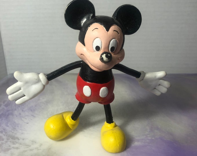 Vintage Large Disney Mickey Mouse Bendable PVC Figure Toy/cake Topper ...