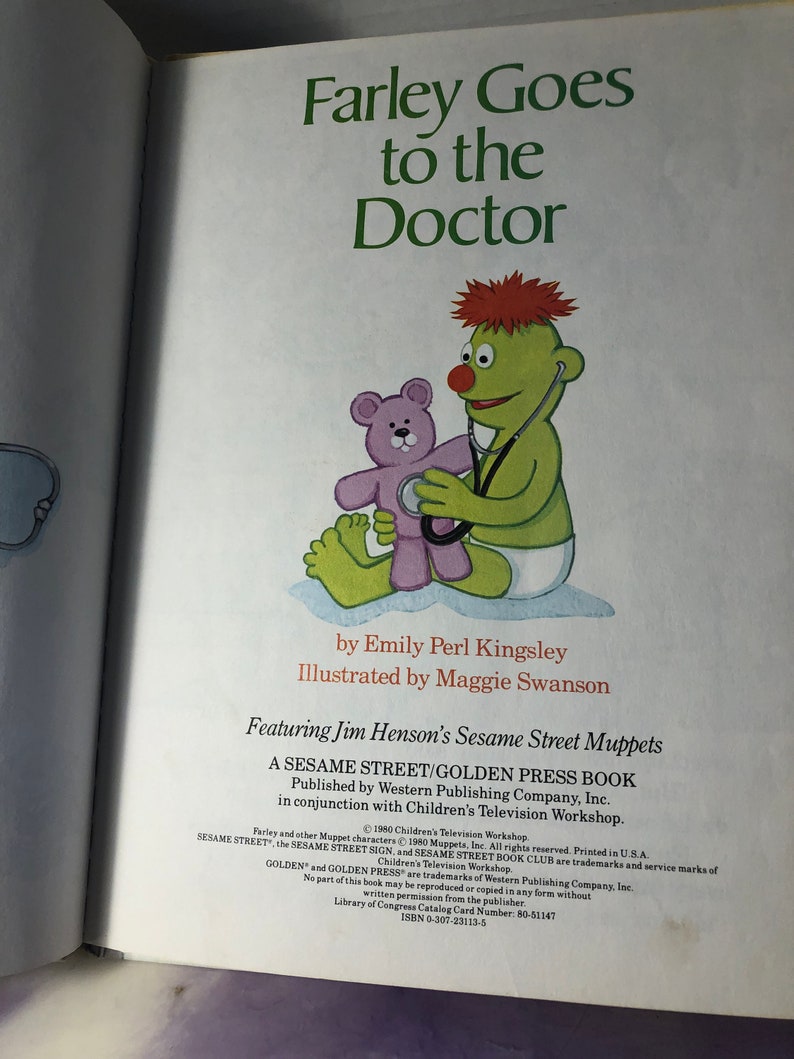Vintage Kids the Sesame Street Book, "farley Goes to the Doctor" 1980's ...