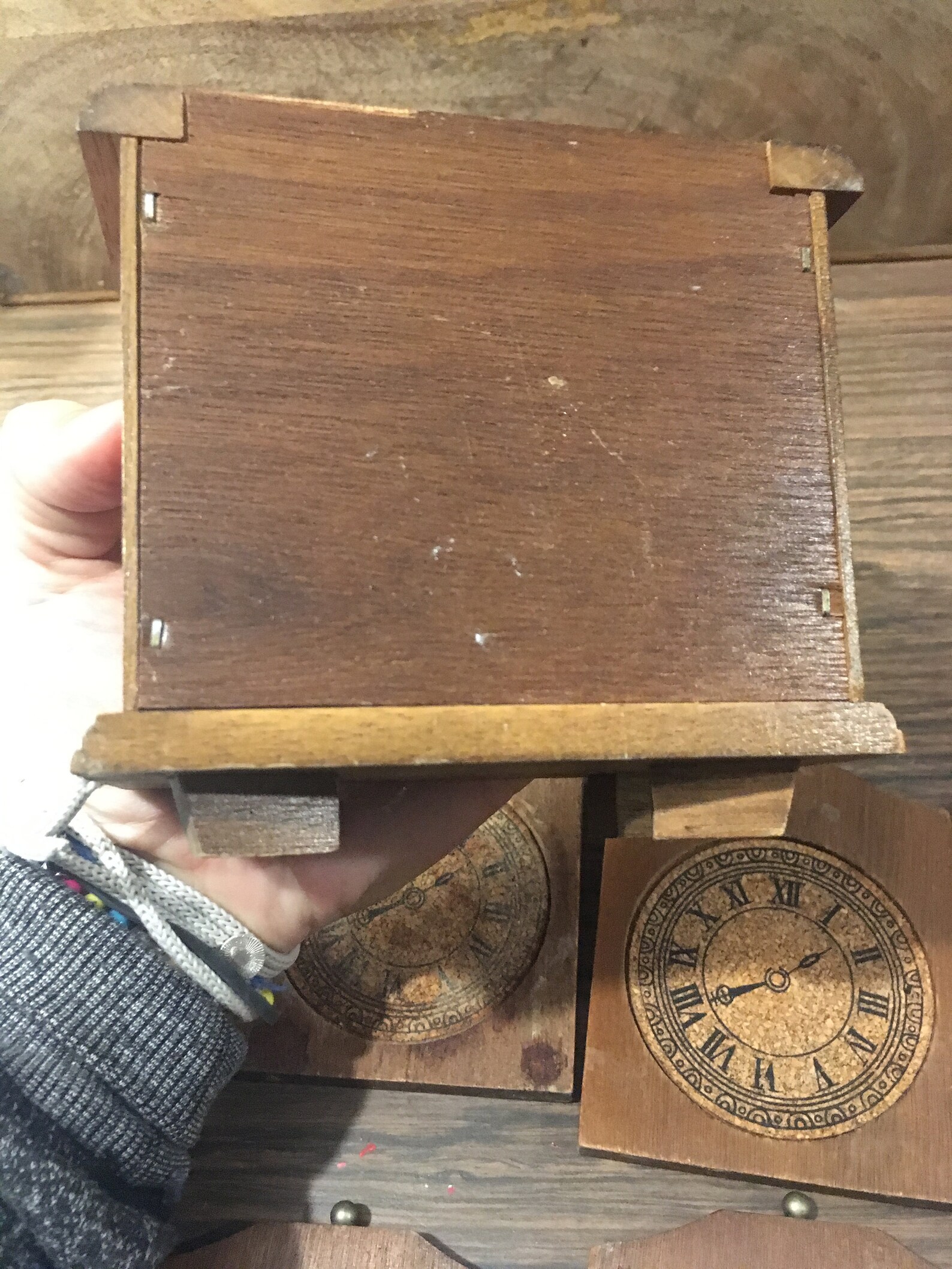 Vintage Wooden Clock Themed Coasters and Holder - Rare Vintage Wooden ...
