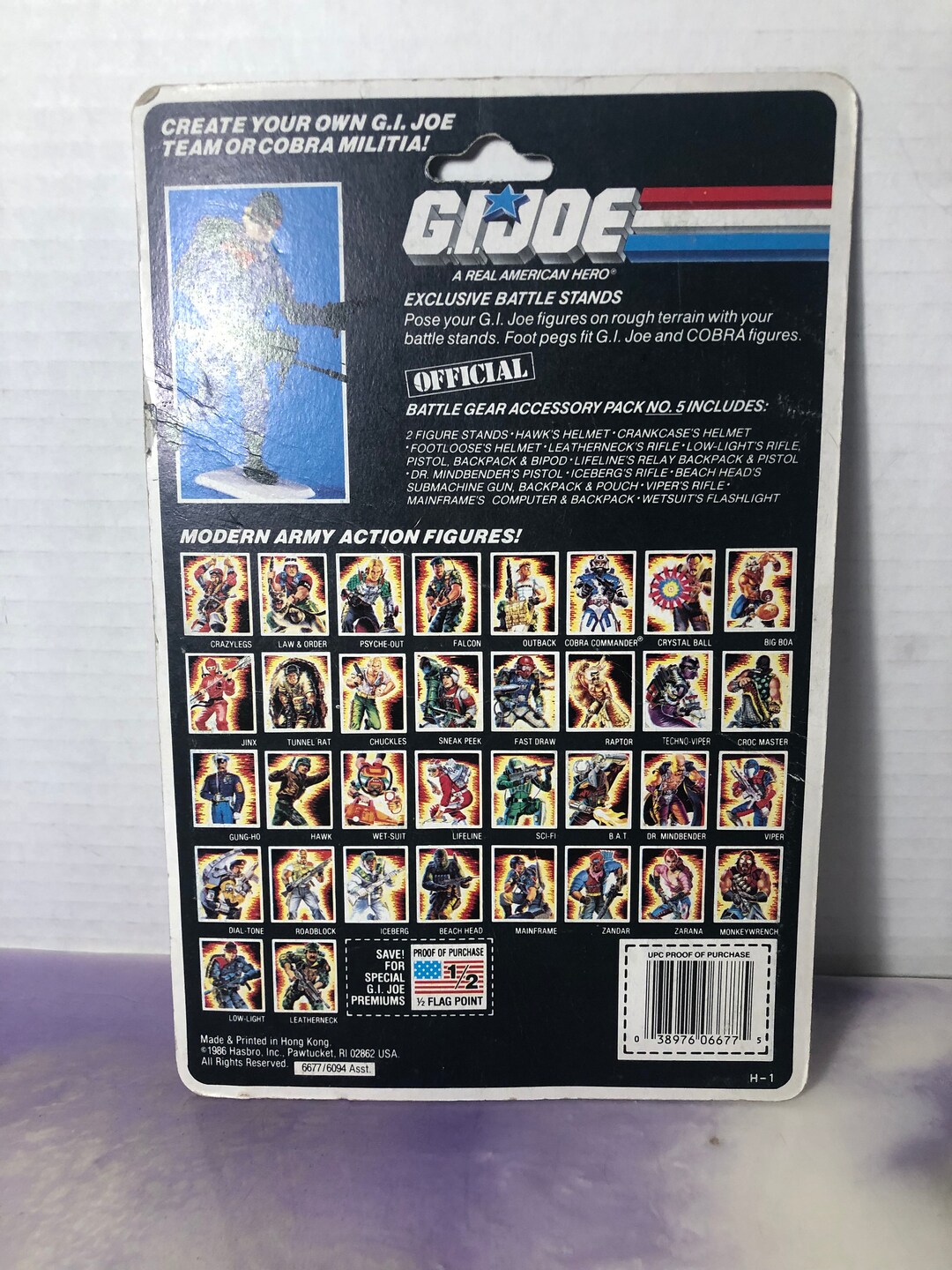 Vintage GI Joe 1986 Action Figure Full Back File Card Battle Gear ...