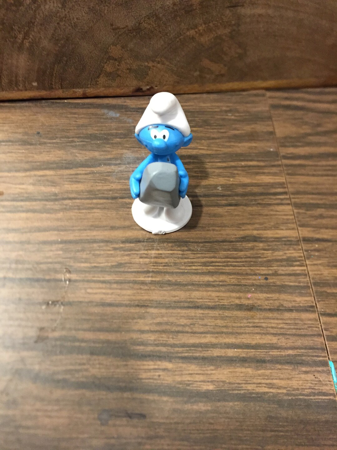 Vintage SMURFS Smurf Holding Rock Figure PVC Cake Topper Rare Vintage ...