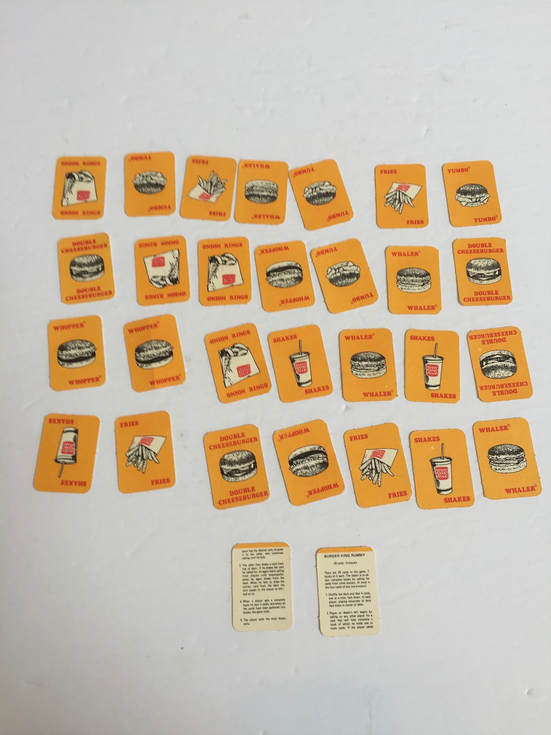 Vintage Burger King Rummy Game - Mini Cards - COMPLETE - Vintage Burger ...