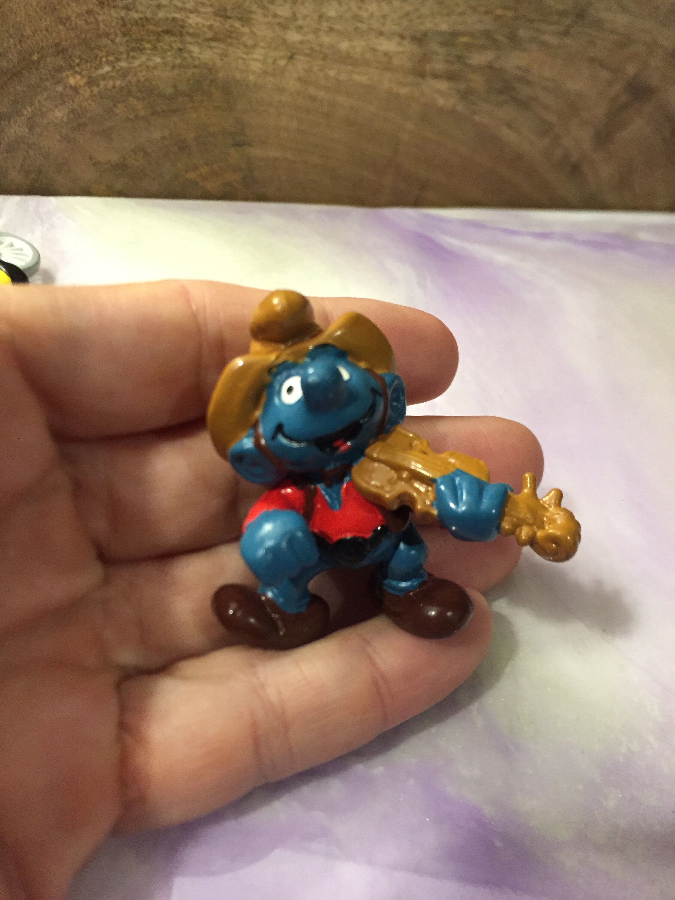 Vintage SMURFS Smurf Holding Violin Figure PVC Cake Topper Rare Vintage ...