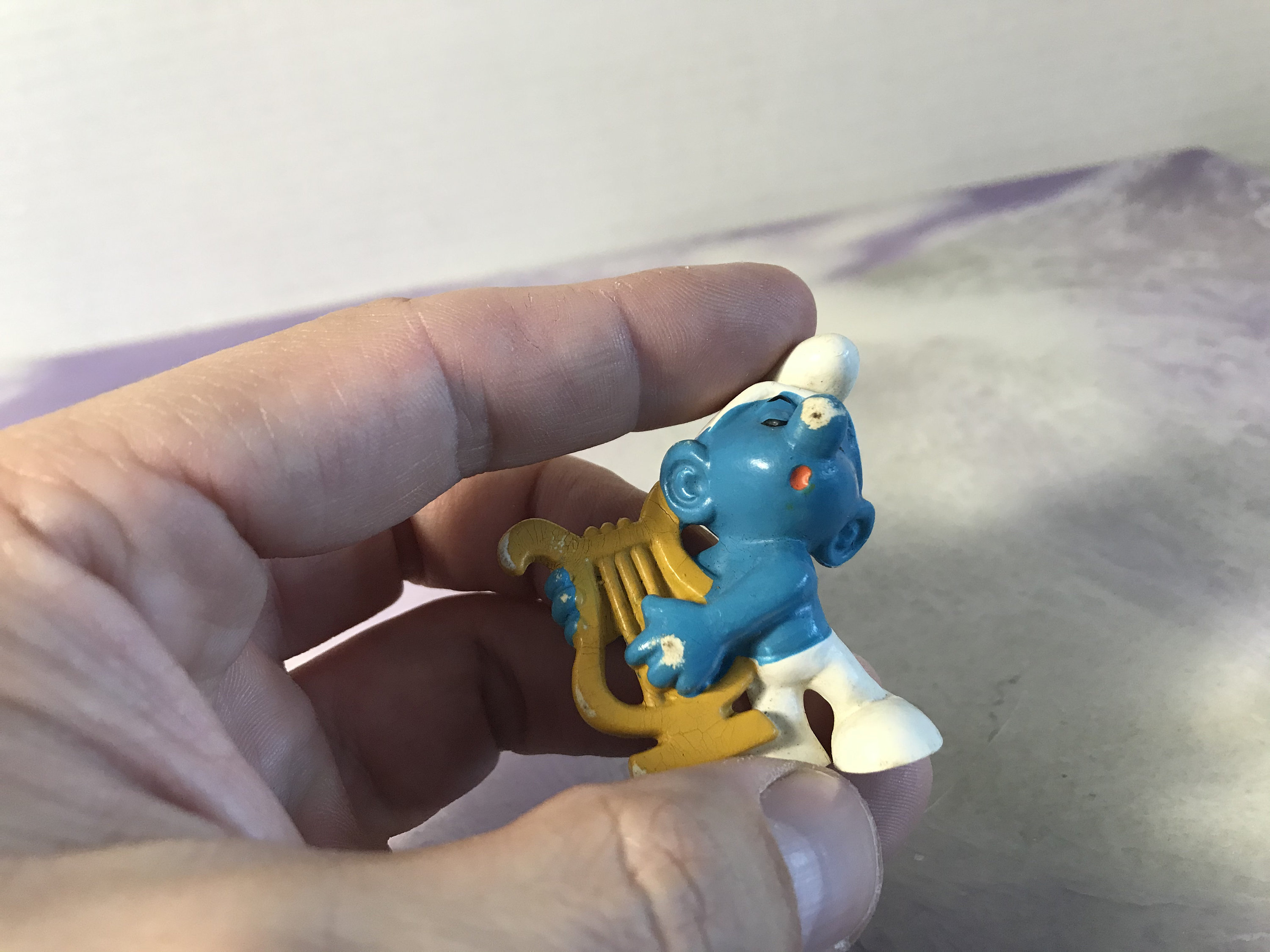 Vintage Smurfs 2" Smurf (SMURF Holding Harp) Figure PVC Cake Topper ...