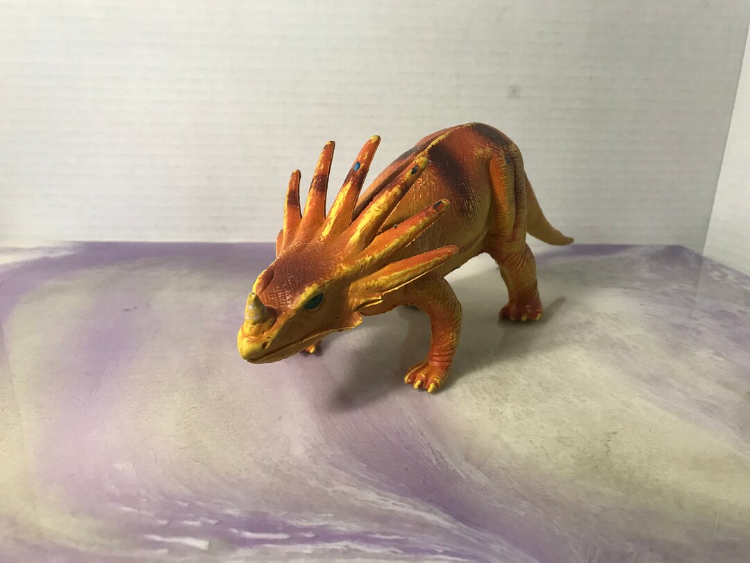 Vintage 1980s Imperial Toys Styracosaurus - (YELLOW and BROWN) - Made ...