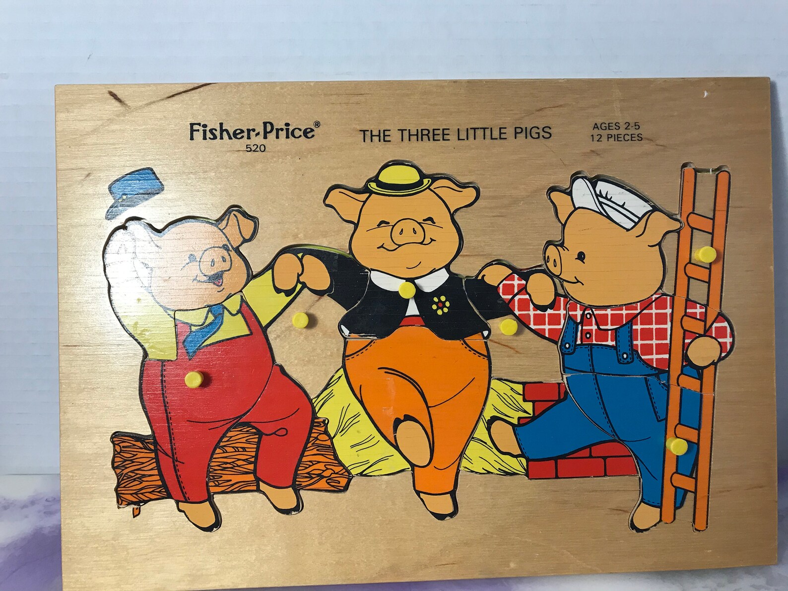 520 Three Littles Pigs Vintage Fisher Price Wooden Peg - Etsy