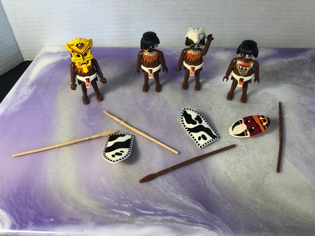 Vintage Playmobil Aboriginal Themed Figure and Accessory Lot - Rare ...