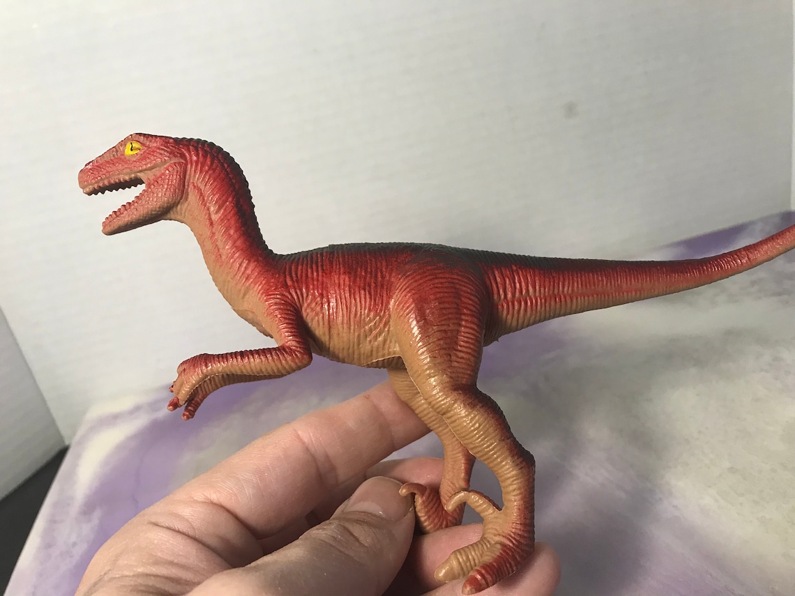 Vintage Black and Red Velociraptor PVC Cake Topper / Figure | Etsy