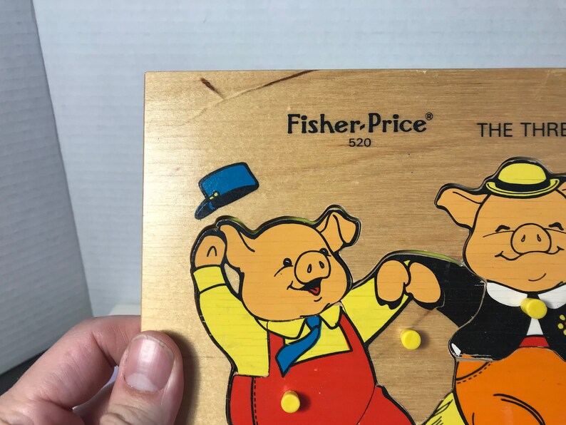 520 Three Littles Pigs Vintage Fisher Price Wooden Peg | Etsy