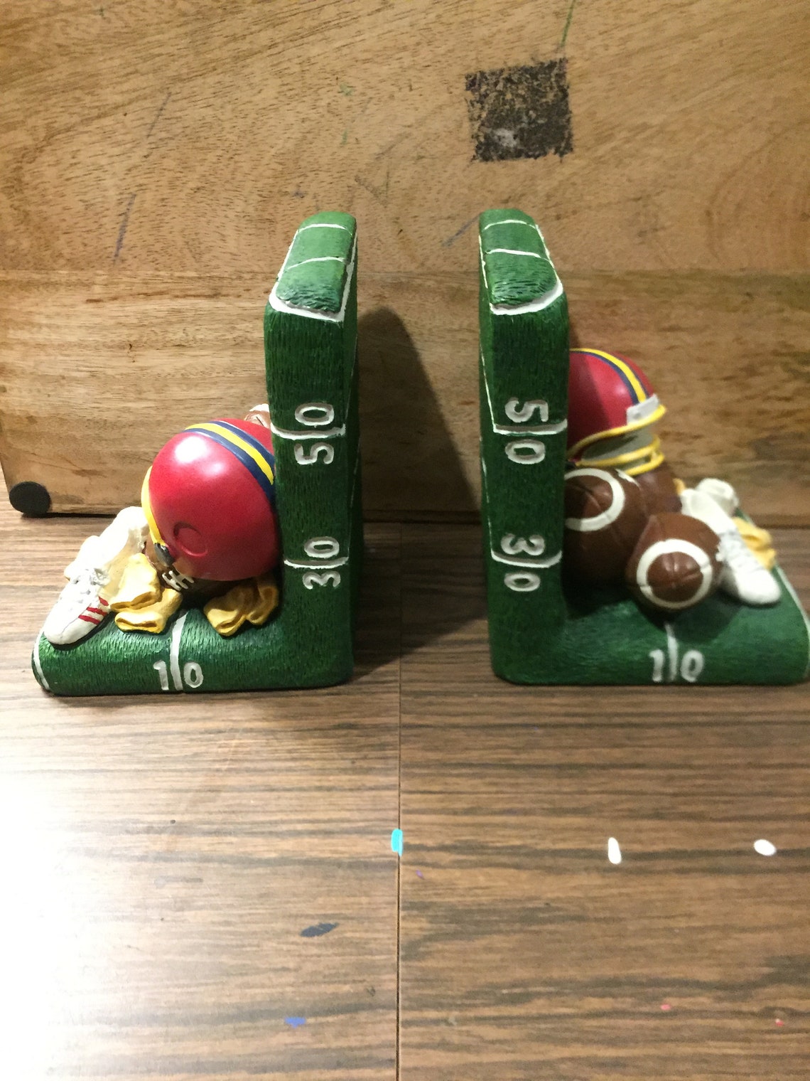 Vintage Football Themed Bookends Helmet Footballs Field | Etsy