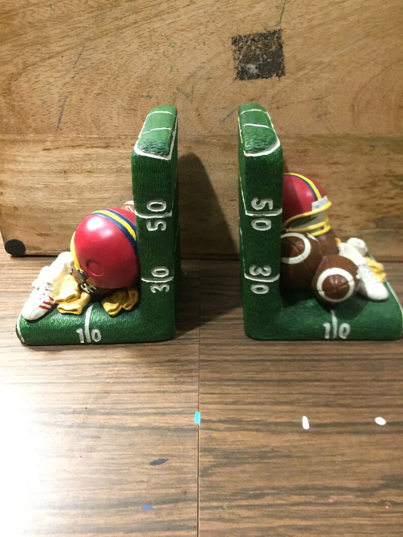 Vintage Football Themed Bookends Helmet Footballs Field | Etsy