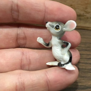 Vintage Mini Bone China Grey Mouse Figurine - 1.5 Inch Mini Figure ...