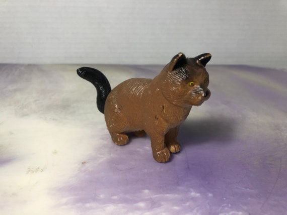 Vintage Brown and Black Cat Toy Rubber Cat Figure rare - Etsy