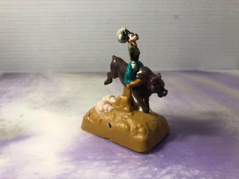 Vintage Disney Goofy Movie GOOFY Wind up Mechanical Bull Toy Figure PVC ...