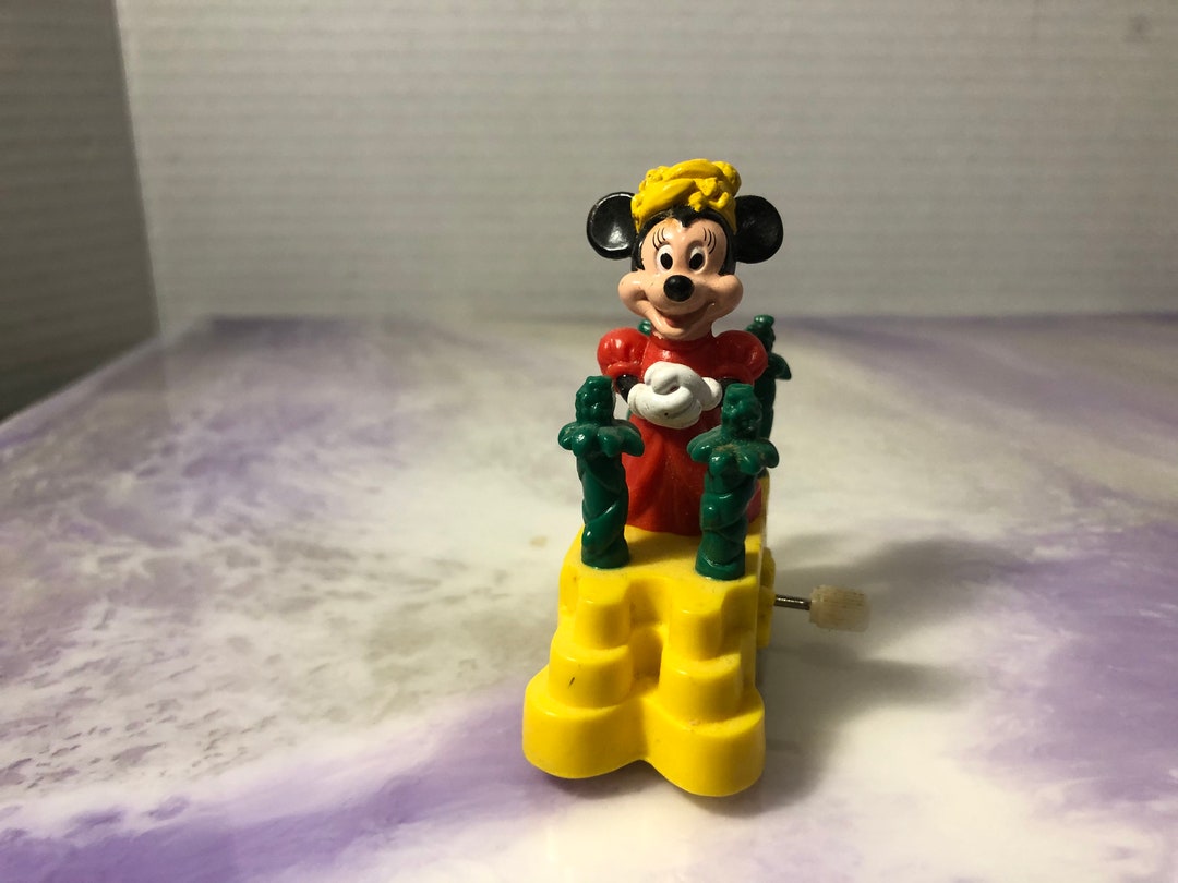 Vintage 1990's Disney Minnie Mouse White Knob Wind up Toy Minnie on ...