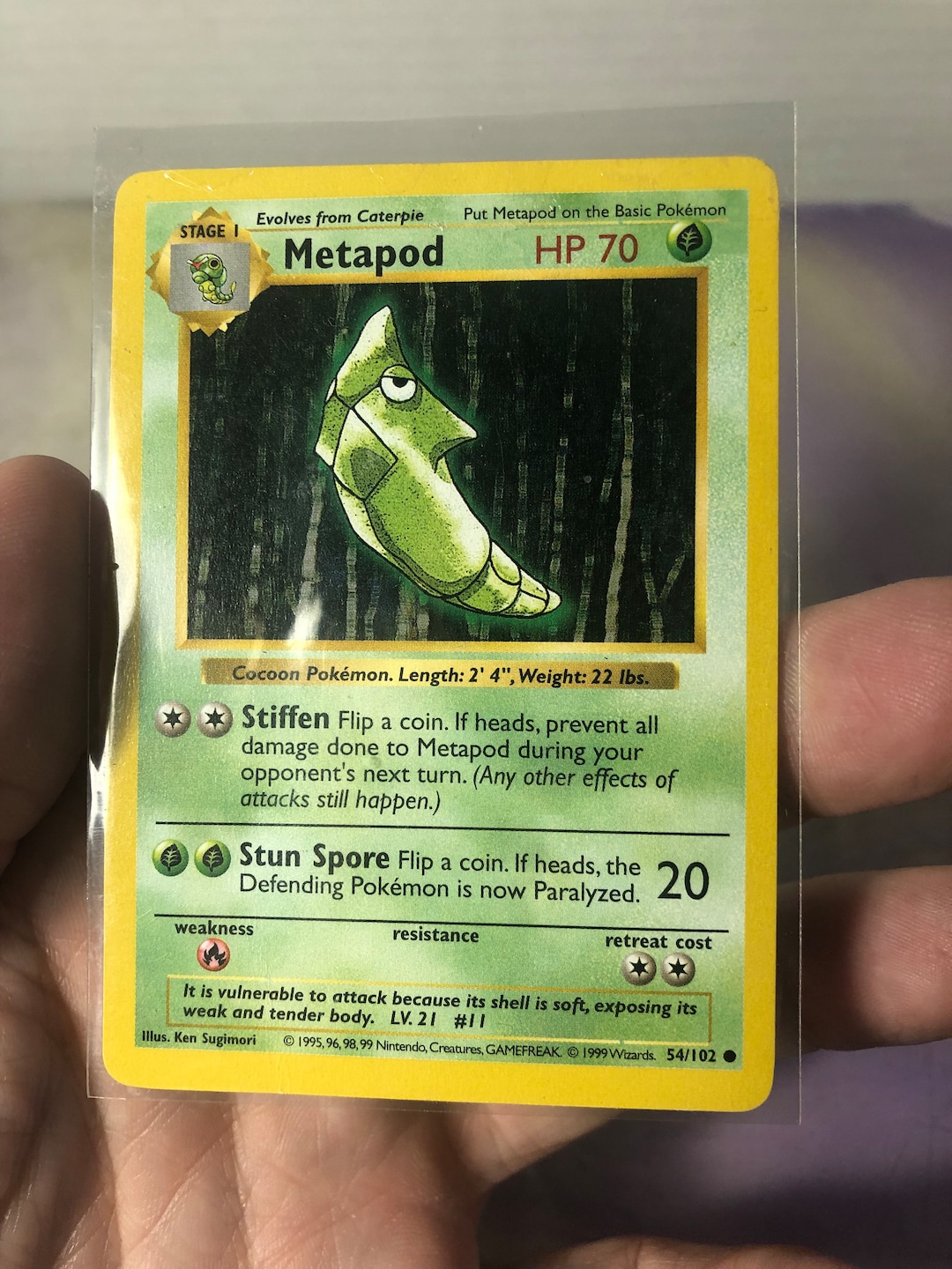 Vintage Pokemon Trading Card Game Base Set Shadowless Metapod - 54/102 ...