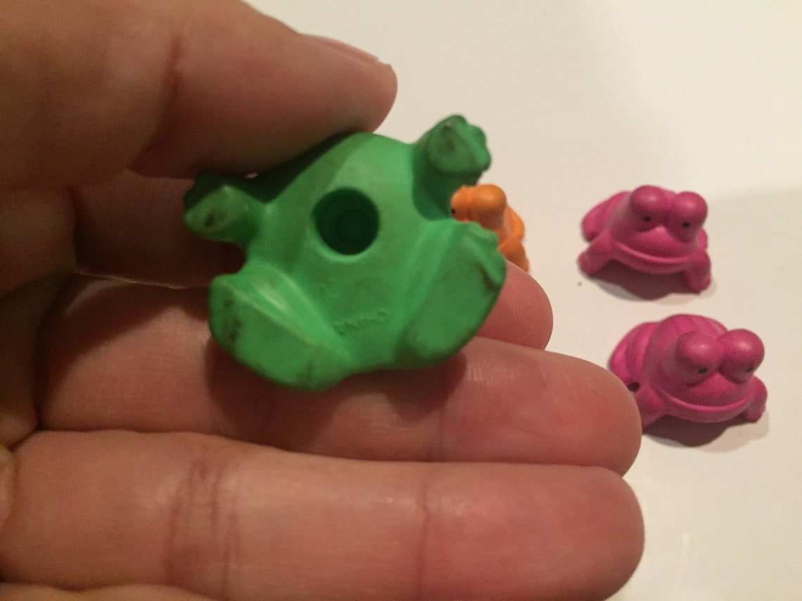 Rare Vintage Rubber Multi Coloured Frog Themed Erasers / Cake Topper ...