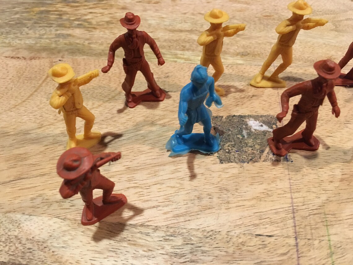 Vintage Lot of 13 Marx Cowboys and Indians Toy Red Yellow Blue | Etsy