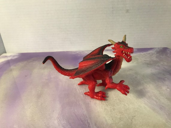 Vintage 1990's Red PVC Dragon Figure Made in Hong Kong - Etsy