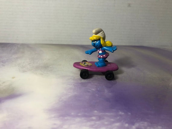 Vintage SMURFS Smurfette on Skateboard Figure PVC Cake Topper | Etsy