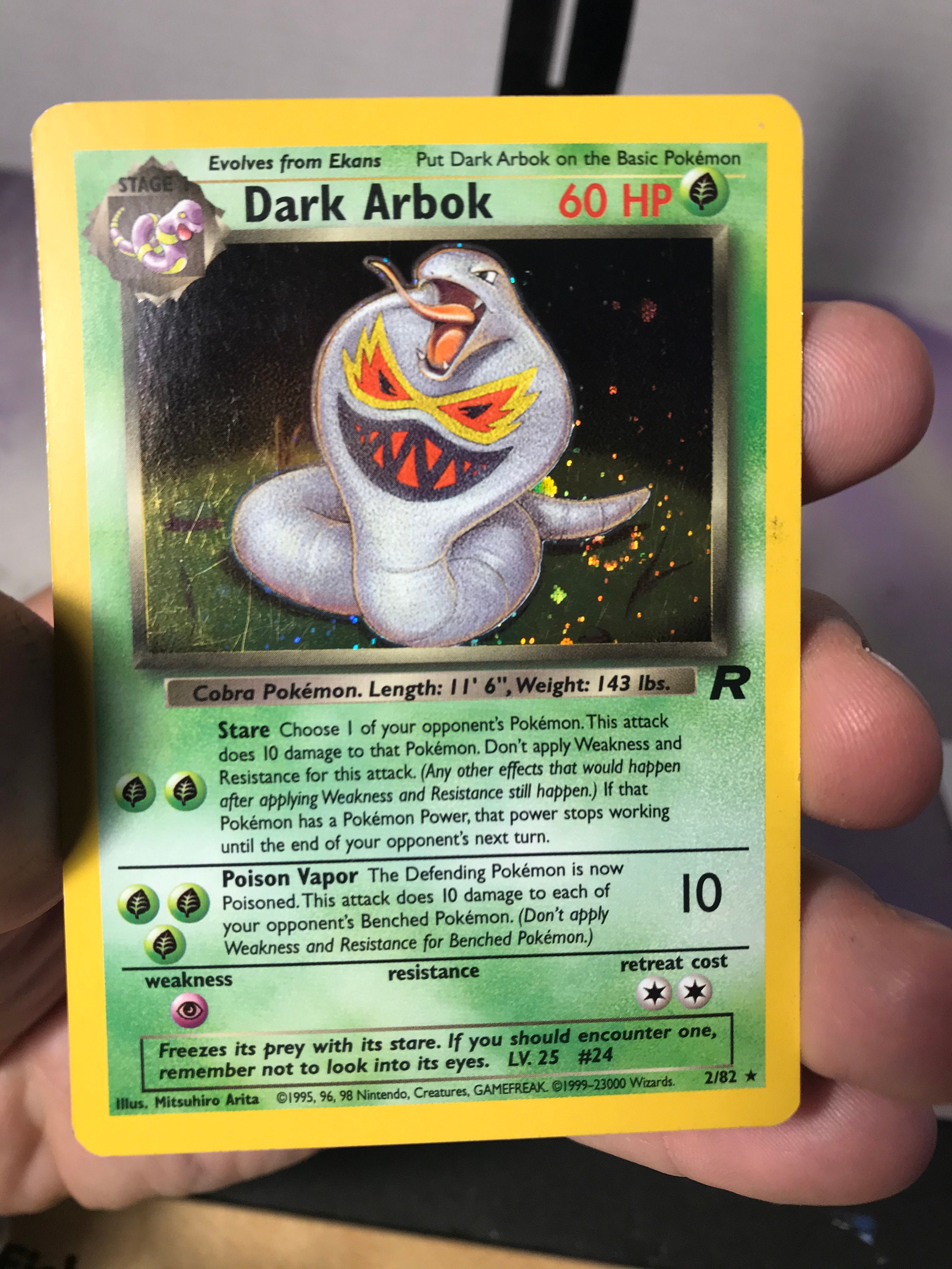 Vintage Pokemon Trading Card Game 2000 Dark Arbok 2/82 Team - Etsy