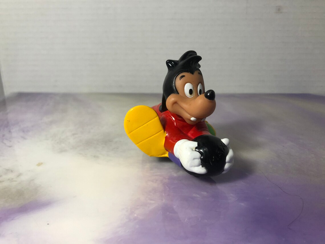Vintage Disney Goofy Movie MAXIMILLIAN GOOF Holding Bowling Ball Pull ...