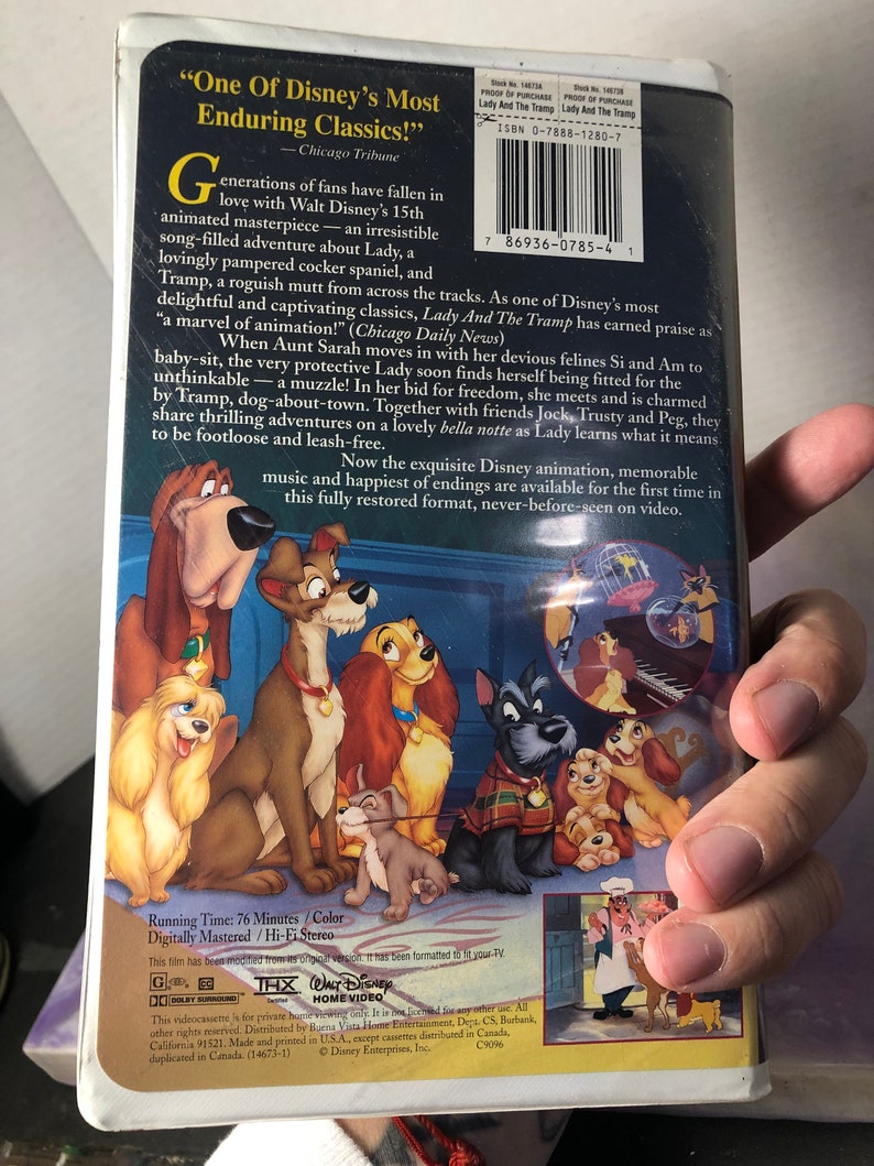 Vintage Lady and the Tramp - Vhs Tape 1980's Animated Walt Disney Home ...